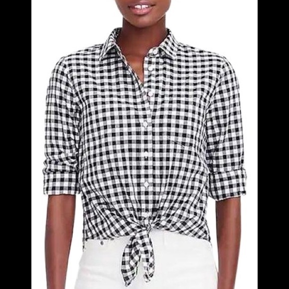 J. Crew | Tops | Jcrew Gingham Tie Waist Shirt | Poshmark